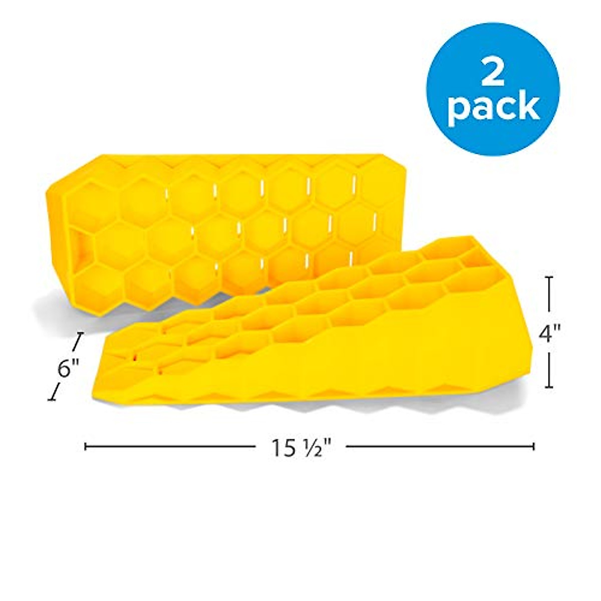 Camco Wedge RV Leveler, Set of 2 | Helps Your RV Appliances and Tanks Operate More Efficiently | Compatible with RVs with Parking Brakes | Yellow (44580)