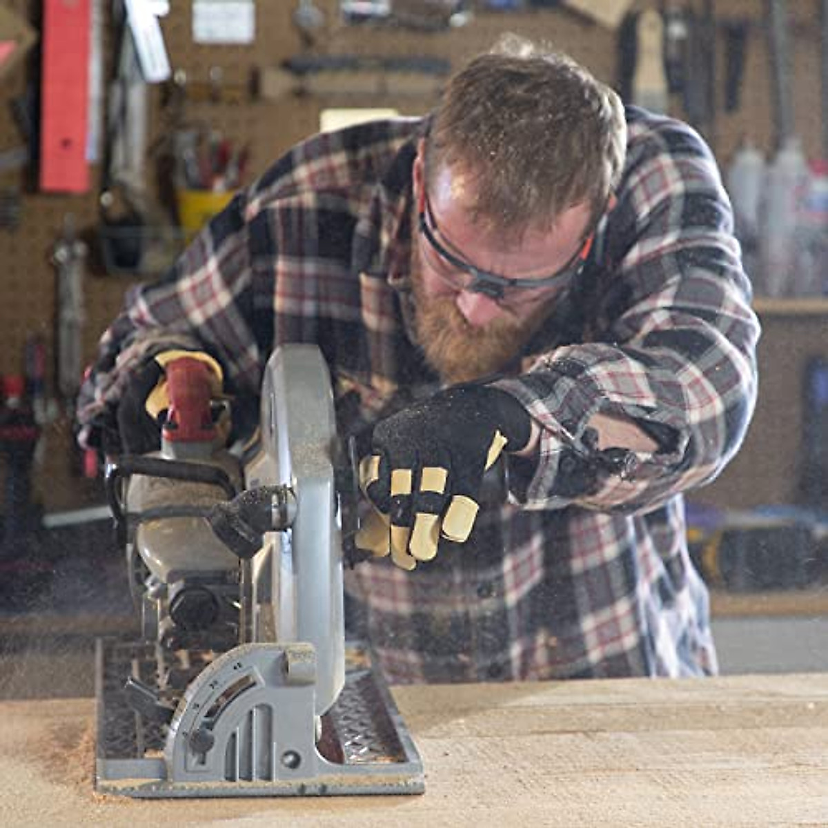 Wells Lamont Men's Hi-Dexterity Hybrid Leather Work Gloves | Stretch Fit | Large (3214L) , Black