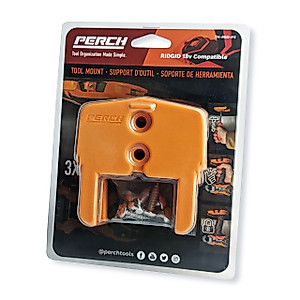 PERCH Tool Holder Organization for RIDGID 18v Tools (3pc) | Made in USA | Patented Snap-Fit Locks Tools into Place | Hardware Included | Strongest RIDGID Tool Mount