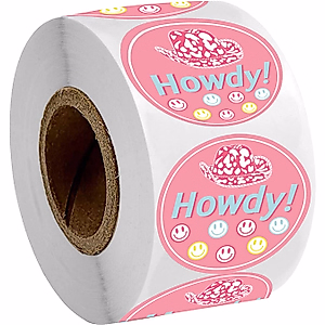 Pop Resin Howdy Sticker Thank You Stickers Roll 1.5 inch Cowboy Cowgirl Hat Sticker Small Shop Sticker Small Business Packaging Thank You Stickers 500 Pcs/Roll, Multicolored