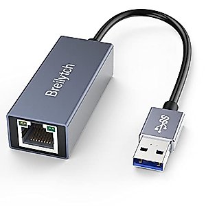 USB to Ethernet Adapter,Breilytch USB 3.0 to 10/100/1000 Gigabit Ethernet LAN Network Adapter Driver Free Compatible for MacBook, Surface Pro, Notebook PC with Windows7/8/10, XP, Mac/Linux,Vista