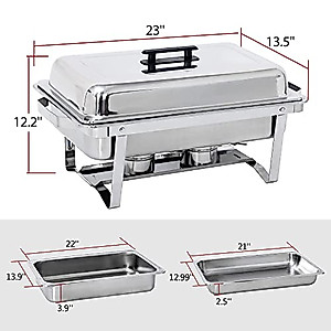 SUPER DEAL Newest 4 Pack 8QT Food Warmer, Rectangular Chafing Dish Buffet Set w/Foldable Frame Legs, Stainless Steel Full Size Chafer Dish for Parties