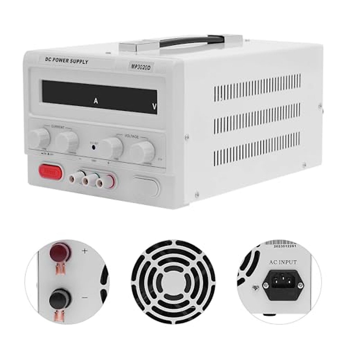 DC Power Supply Adjustable Bench Power Supply DC Regulated Power Supply 0-32V 0-20A with Intelligent Cooling 110V Input 0.1V 0.1A Display Precision Durable Portable Design for Laboratory Use