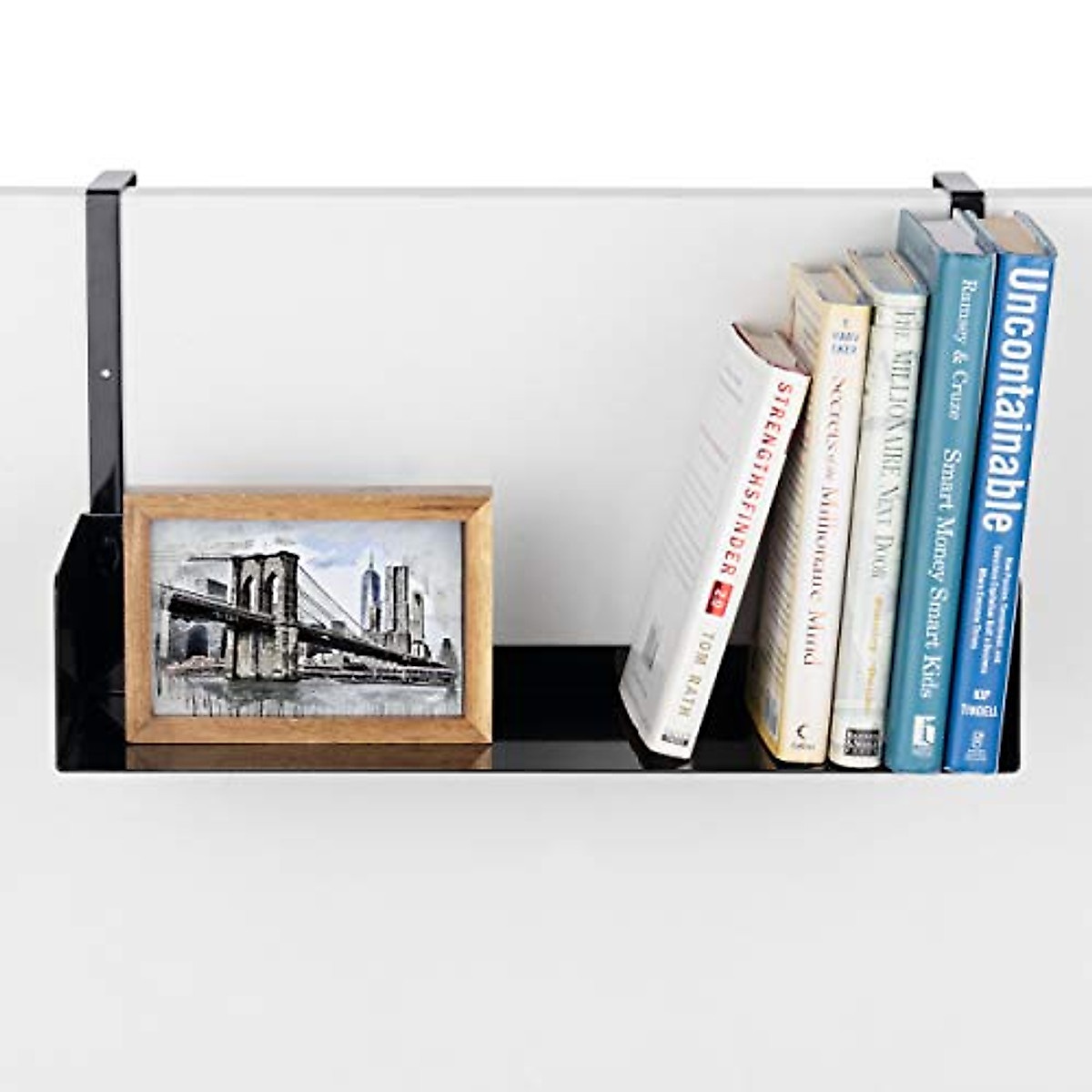 Wallniture Bali Bookshelf and Home Office Desk Organizer Tray, Black Cube Storage Organizer