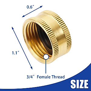 Hourleey Brass Garden Hose End Caps, 2 Pack 3/4" Female End Cap, Garden Hose End Caps with 2 Washers