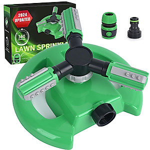Hinastar Lawn Sprinkler, Automatic Garden Water Sprinkler, Upgrade 360 Degree Rotation Irrigation System, Large Area Coverage, Sprinkler for Yard, Lawn, Kids and Garden-1Pack（Light Green）