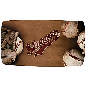 Dear Baby Gear Deluxe Crib Sheet Cotton Polyester Crib Sheets, Soft Machine-Washable Crib Sheet, Baby Bed Sheets - Slugger Baseball Glove and Baseballs on Brown Print, 52"x28"x10"