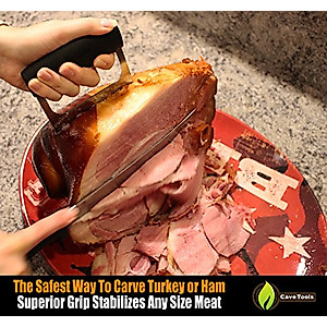 Cave Tools Metal Meat Claws for Shredding Pulled Pork, Chicken, Turkey, and Beef- Handling & Carving Food - Barbecue Grill Accessories for Smoker, or Slow Cooker - Knuckle Grip