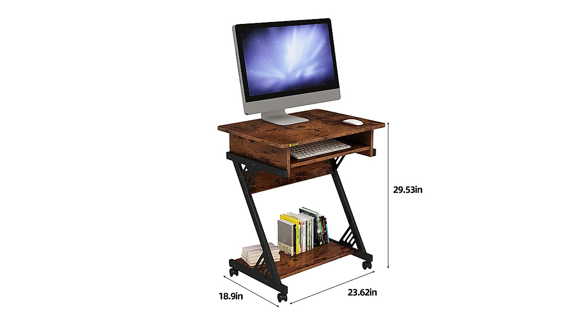 ALISENED 2-Tier Computer Desk with Keyboard Tray - Small Spaces