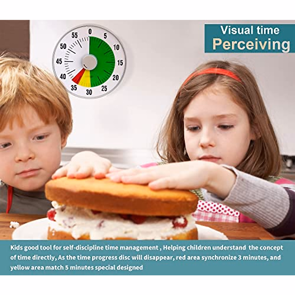 Lavigo Kitchen Timer, Countdown Visual Analog Timer, Quiet Counting, Low Loud and Mute Alarm for Teachers Classroom, Kids, Adults Kitchen, Office, Gym (Green) LT21-TC 7.5 inches