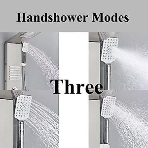 AlenArt Shower Panel Tower System LED Multi-Function Shower Tower Faucet Rainfall Waterfall Shower Head with Massage Jets Stainless Steel Wall Mount in Bathroom,Brushed Nickel
