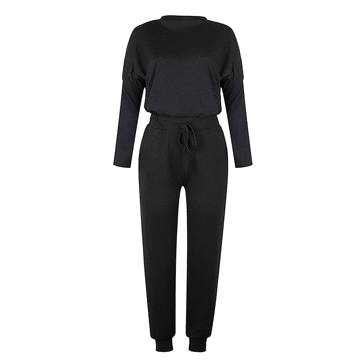 Clearance Today Deals Prime Fall Two Piece Outfits for Women 2025 Plus Size Loose Fit Sweatsuits Tracksuits Jogger Crewneck 2 Piece Lounge Sets A-Black