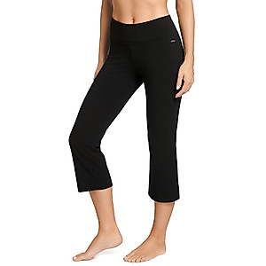 Jockey Womens Activewear Cotton Stretch Flare Capri Pants, Black, Large