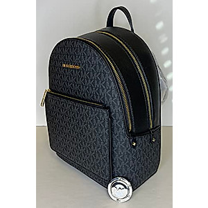 Michael Kors MICHAEL Michael Kors Adina MD Backpack bundled with matching LG Flat MF Phone Wallet Purse Hook (Signature MK Black)