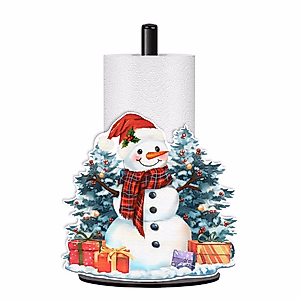 Snowman Paper Towel Holder, Christmas Decoration for Kitchen Home Bathroom, Metal Stand Paper Towel Holder Stand Large, Fall Towels Paper Holder for Countertops Farmhouse Decor