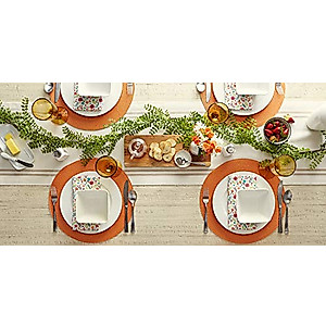 DII Classic Woven Tabletop Collection, Indoor/Outdoor Placemat Set, Round, 15" Diameter, Orange, 6 Piece