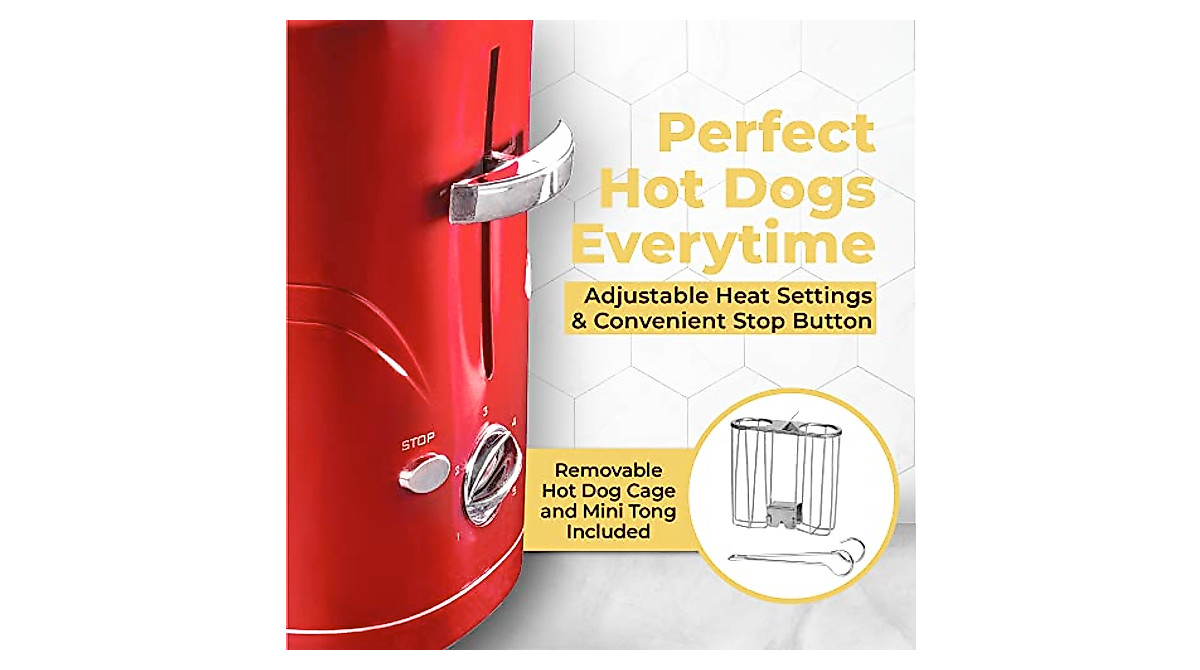 Nostalgia Retro 2 Slot Hot Dog Toaster - Crispy & Custom Toasting