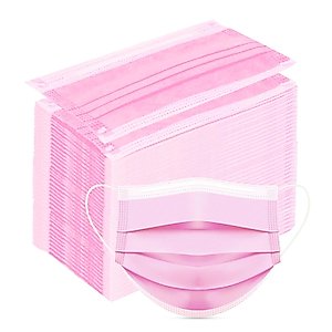 Generic 50 Pack Pink Disposable Face Mask for Adults, Solid Pink Breathable 3-Ply Earloop Full Face Protection for Women & Teen Girls