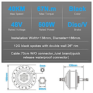 YS YOSE POWER 26 inch e-Bike Conversion kit 48V500W Rear Motor with 48V13Ah Lithium Battery Screwed brushless Motor Integrated Controller LED Display Pedal Sensor Electric Bike hub Motor 500w