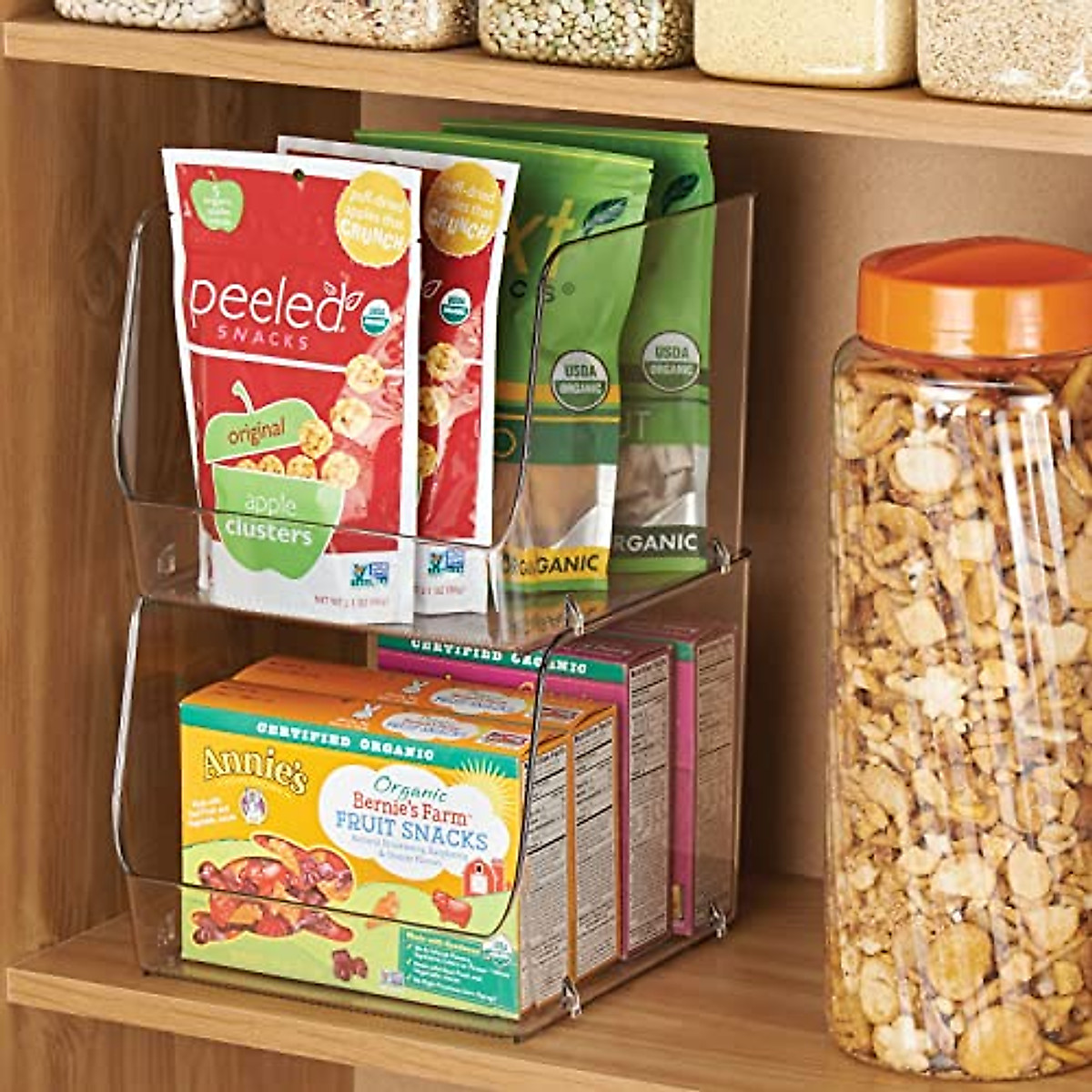 mDesign Modern Stackable Plastic Open Front Dip Storage Organizer Bin Basket for Kitchen Organization - Shelf, Cupboard, Cabinet, and Pantry Organizing Decor - Ligne Collection - 8 Pack - Clear