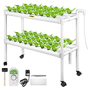 VEVOR Hydroponics Growing System, 54 Sites 6 Pipes Hydroponic System, 2 Layers Hydroponic Kit, Vertical Hydroponic Growing System with Water Pump, Pump Timer