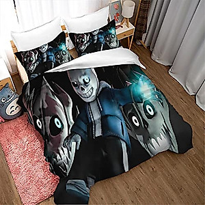 AKARDO Under Legend Tales Game Sans Frisk Duvet Covers, Soft Microfiber Washed Duvet Cover Set 3 Pieces with Zipper Closure,Beding Set (06,King (104"x90"))