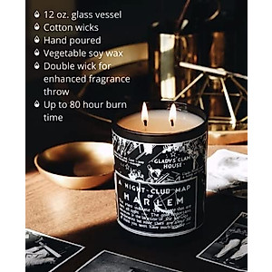Harlem Candle Company Langston Nightclub Map of Harlem, Scented Candle, Double Wick, 12 oz Black Glass Jar, Soy Wax, Gift Box, Scents of Clove, Vanilla, Jasmine, Sandalwood and Amber