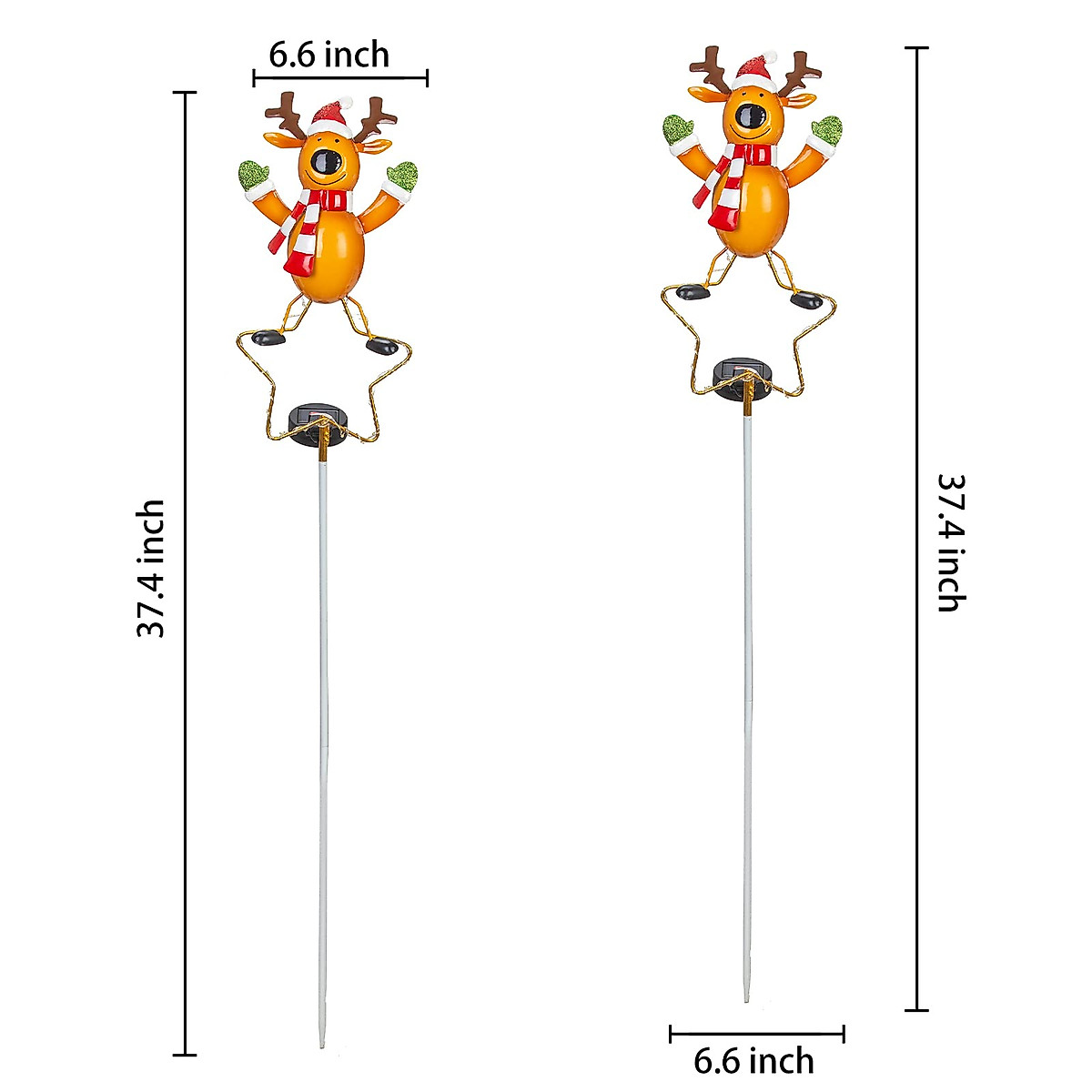 tioili Metal Reindeers Christmas Outdoor Solar Light, Christmas Outdoor Decorations Solar, Waterproof Christmas Stakes Lights for Home Outdoor Courtyard Lawn Walkway Driveway