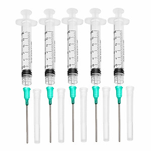 Dispensers Applicator Syringes Set, 5 Pack 3ml Dispensing Syringes With Dispensing Needles and Caps for DIY Quilling, Acrylic Painting, Oiler Bottle, Craft, Artwork Hobbies