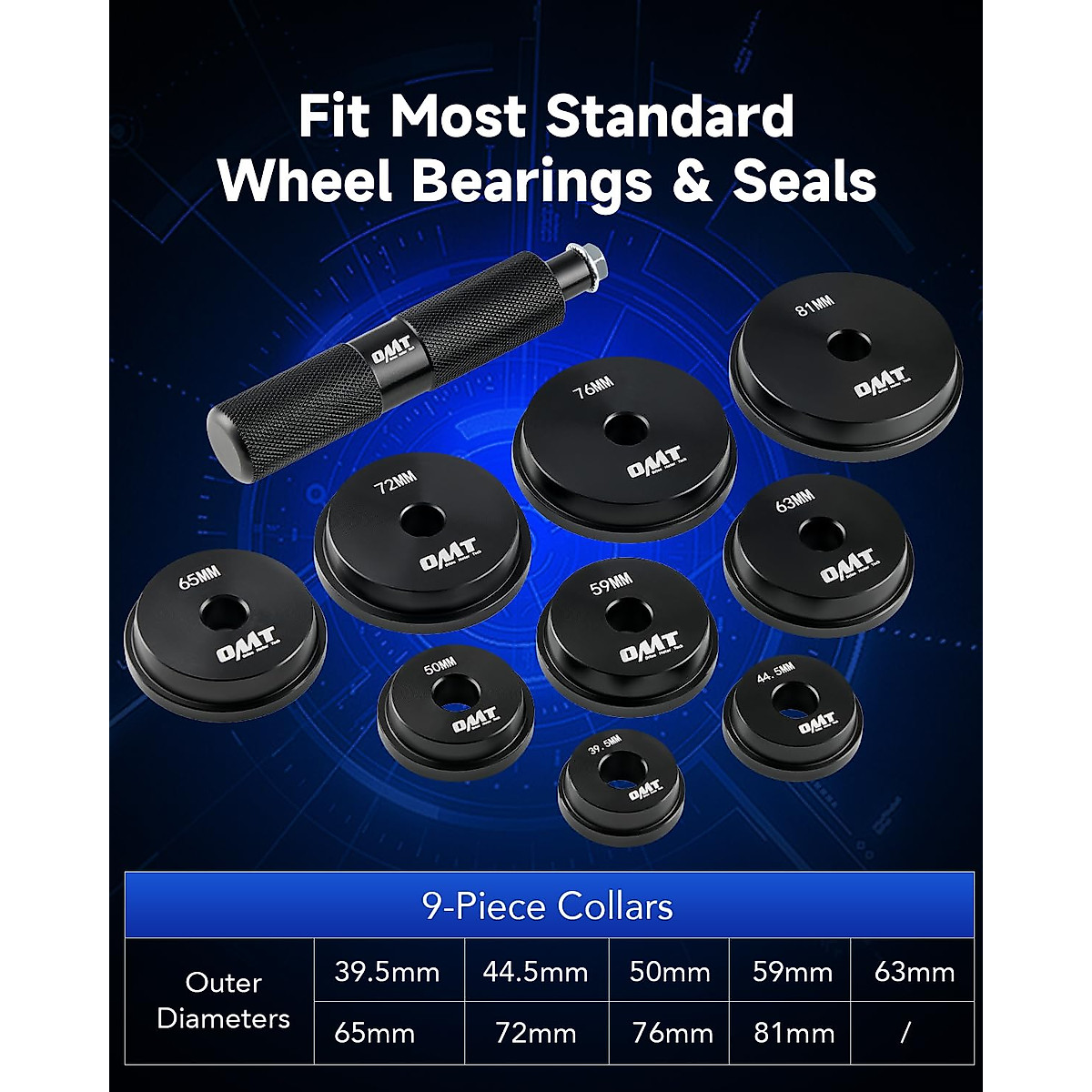 Orion Motor Tech Bearing Press Kit, 10pc Bearing Race and Seal Driver Set with Seal Driver and 9 Bearing Adapters, Seal Installer Bearing Driver Kit for Bearing Installation, with Blue Case