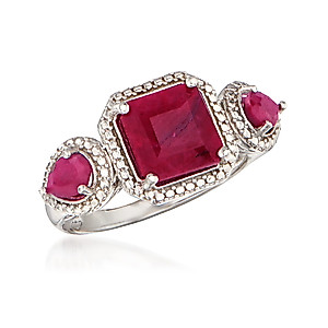 Ross-Simons 3.40 ct. t.w. Ruby Ring in Sterling Silver. Size 9