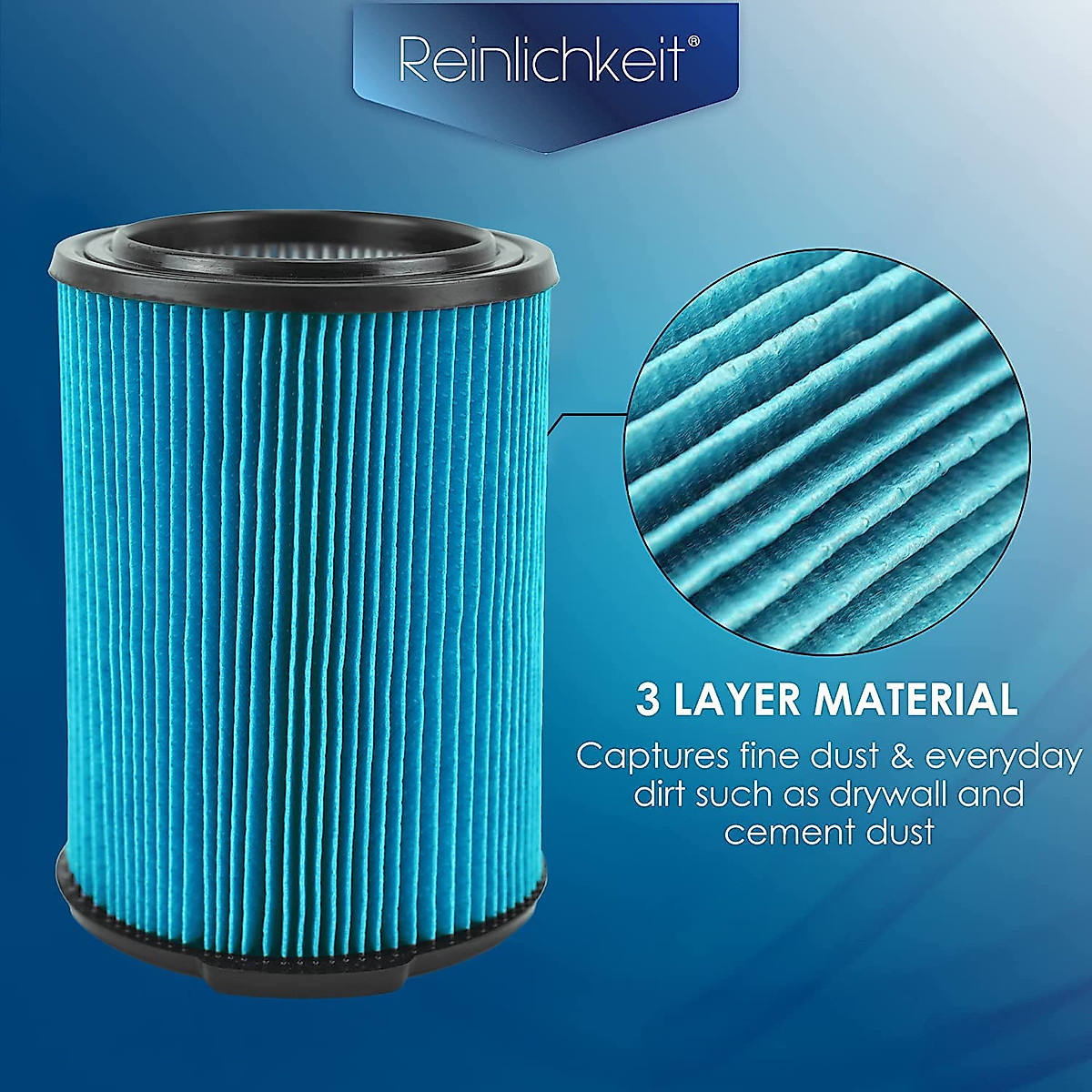 VF5000 3-Layer High-efficiency Fine Dust Replacement Filter for Wet Dry Vac Compatible with WD1450 WD0970 WD1270 WD09700 WD06700 WD1680 WD1851 RV2400A(2 pack)
