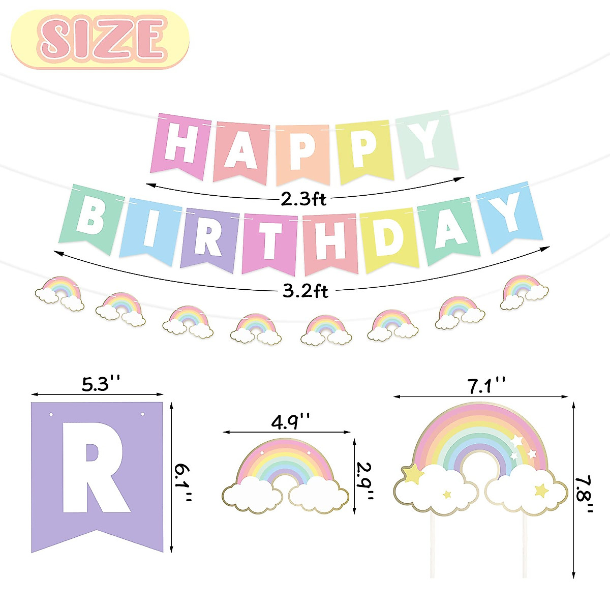Pastel Rainbow Party Decoration Set for Girls' Birthdays