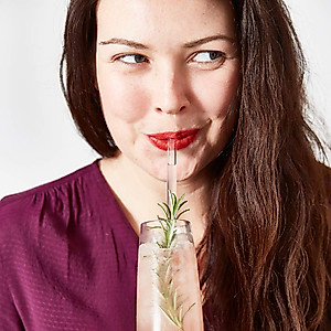 HALM Glass Straws - Variety Pack: 6 Reusable Drinking Straws in 2 Sizes + Plastic-Free Cleaning Brush - Made in Germany - Dishwasher Safe - Eco-Friendly - Perfect for Smoothies, Cocktails