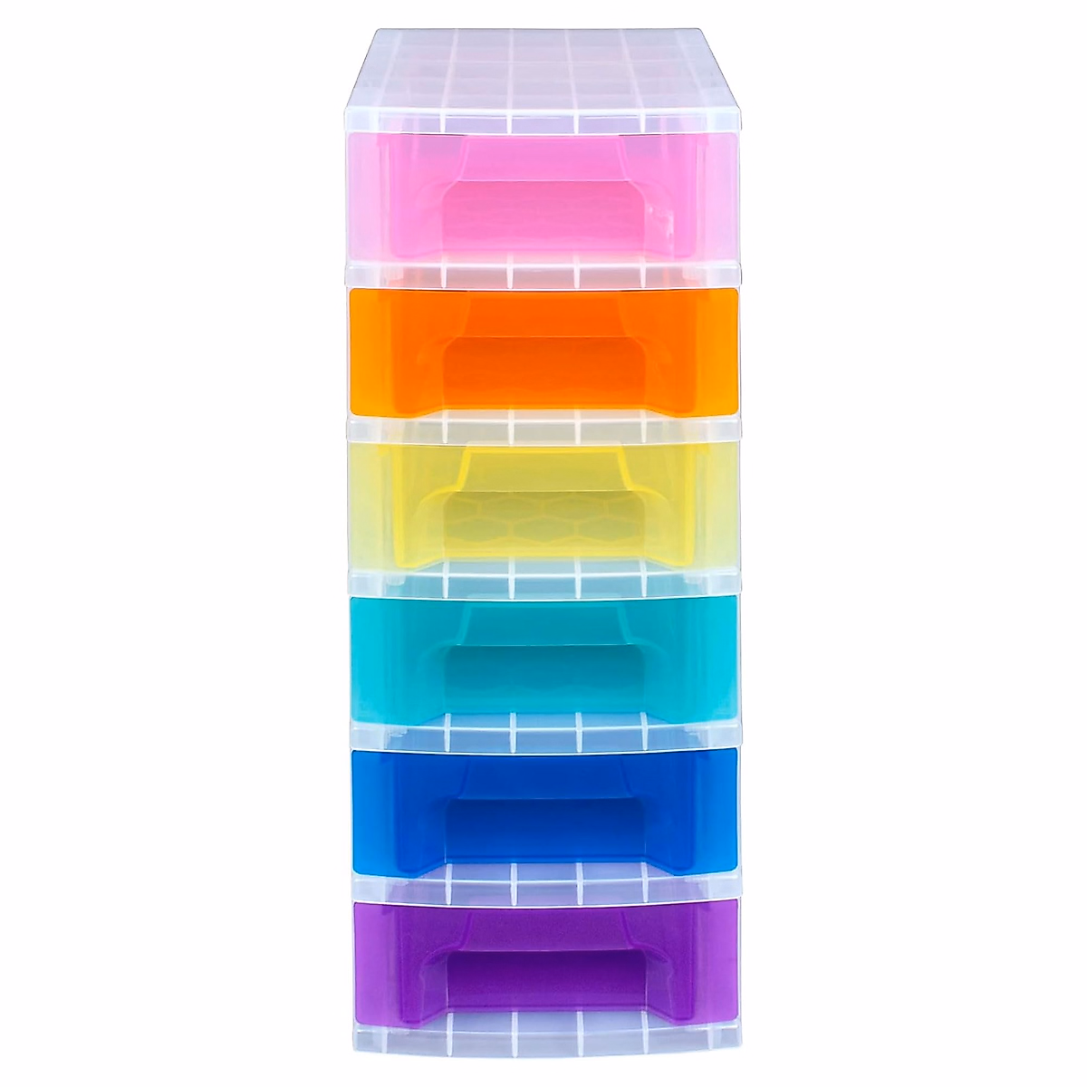 Really Useful Box 6-Drawer Cart Organizer, Plastic Storage Drawers, Home Storage Organizer with Removable Castor Wheels, Rainbow