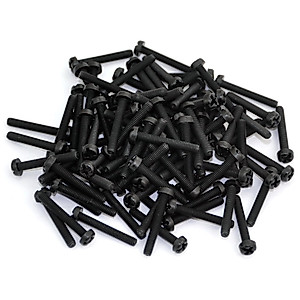 Electronics-Salon 100pcs M3 x 20mm Nylon Machine Screw, Black, Combination Phillips-Slotted Drive, Pan Head, Metric