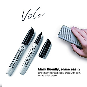 Volcanics Black Dry Erase Markers Low Odor Fine Whiteboard Markers Thin Box of 30