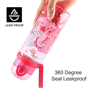 Home Tune Cute Water Bottle for School Kids Girls, Soft Silicone Chug Lid & BPA FREE & Leak Proof & Easy Clean, 24oz / 700ml - Unicorn