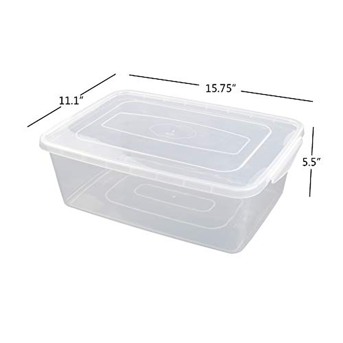 Inhouse 16 Quart Clear Storage Bin, Plastic Latching Box/Container with Lid, Set of 2