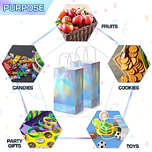 Estune Iridescent Gift Bags with Handle Holographic Party Favor Bags Glitter Foil Paper Handbag Candy Goodie Bag for Wedding Birthday Halloween Party Favor, 8.3 x 5 x 3.2 In(30 Pcs)