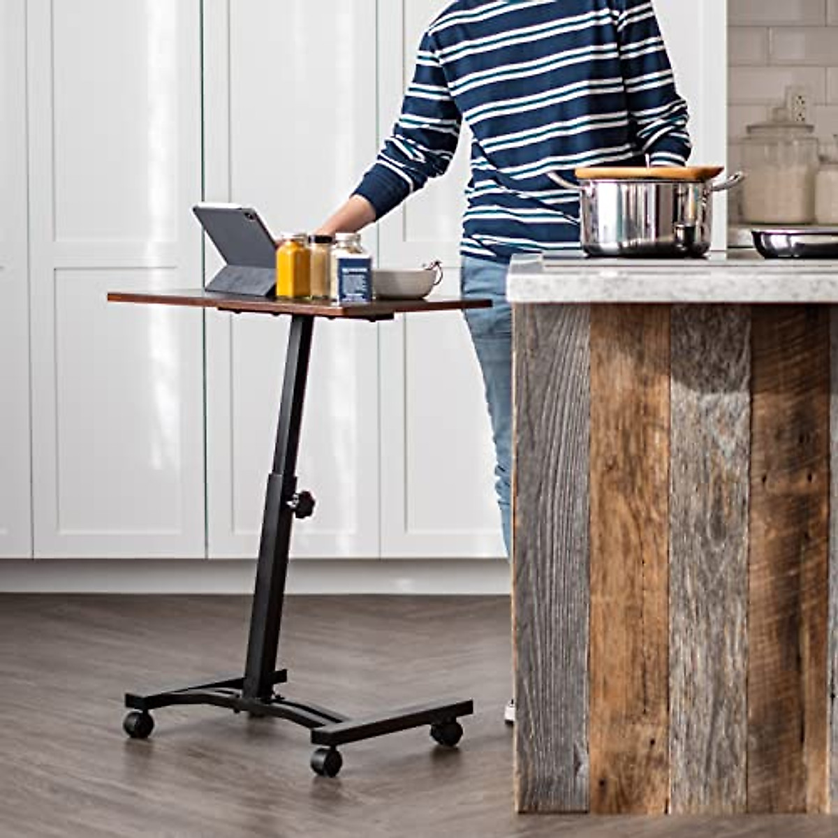 IRIS USA LTC Single 1 Rolling Workstation Table and Podium, Brown