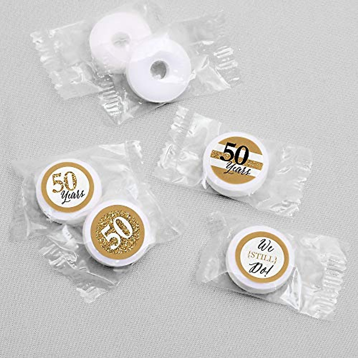Big Dot of Happiness We Still Do - 50th Wedding Anniversary - Party Round Candy Sticker Favors - Labels Fit Chocolate Candy (1 Sheet of 108)