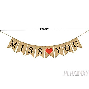 WE WILL MISS YOU Burlap Banners Decor（5.1X7.1INCH） Bunting Engagement｜ Marriage ｜Proposal Anniversary Party Decorations Supplies(MISS YOU)