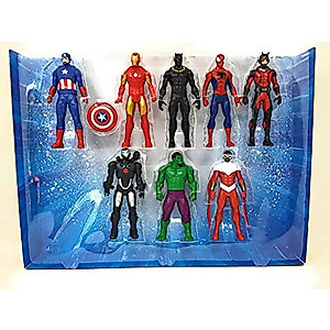 Marvel Avengers Action Figures - Iron Man, Hulk, Black Panther, Captain America, Spider Man, Ant Man, War Machine & Falcon! (8)