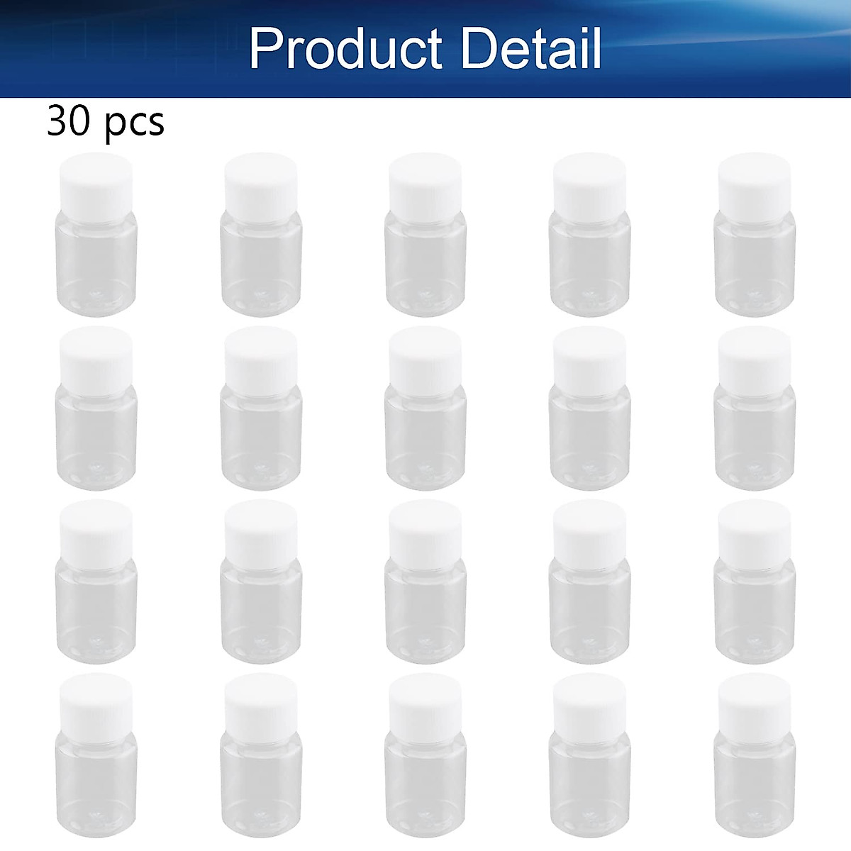 Bettomshin 30Pcs 30ml PE Plastic(Food Grade) Bottles, Wide Mouth Lab Reagent Bottle, Liquid/Solid Sample Seal Sample Storage Container