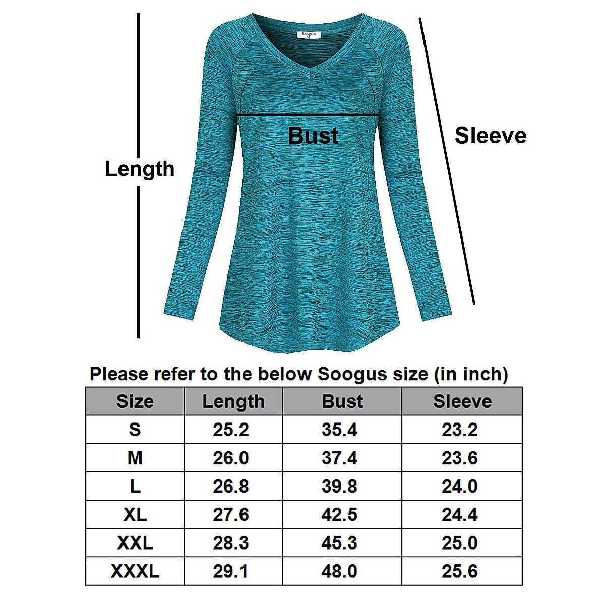 Soogus Yoga Tops for Wowen Long Sleeve Moisture Wicking Workout Shirts V Neck Hiking Training Athletic Tee (Royal Blue, M)