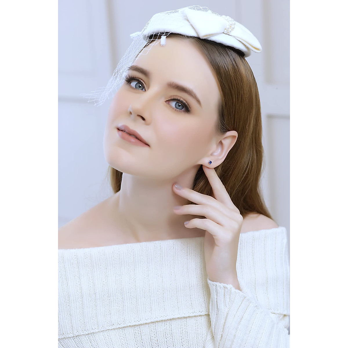 Sapphire Earrings | 925 Sterling Silver Earing | 4mm Round Solitaire Studs Created Blue Sapphire Earrings for Women