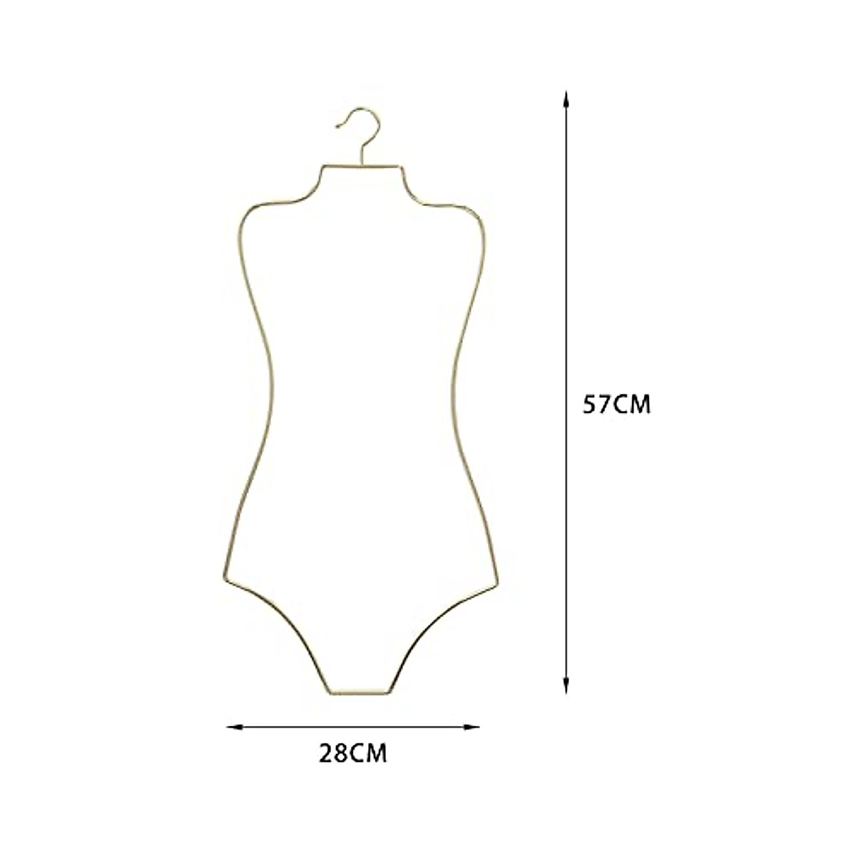 Generic Wire Body Shape Display Hanger, Dress Wardrobe Organizer Bathing Suit Coat Metal Rack for Kids Unisex Store Accessories Bedroom , Aureate