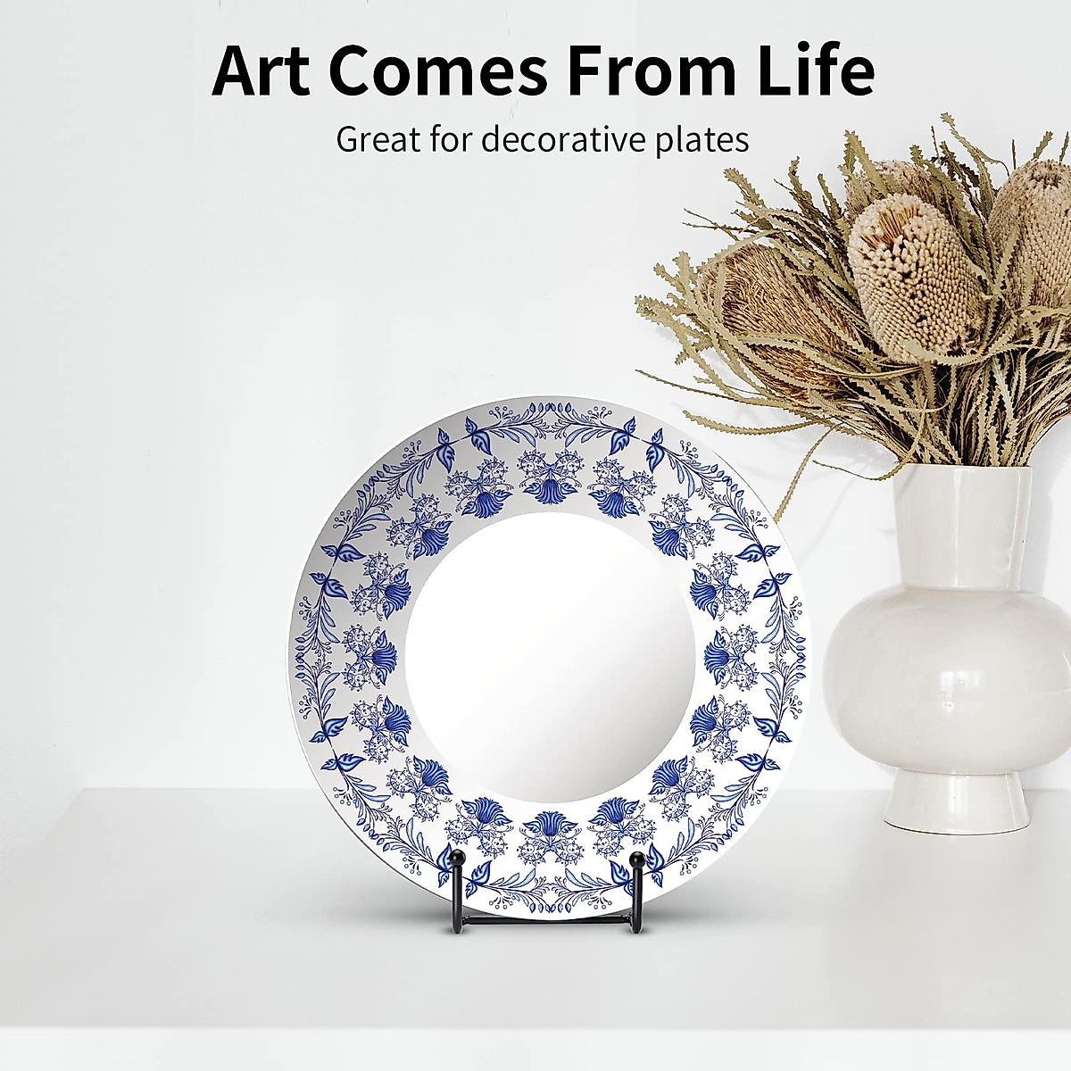 Kruodop 3 Pack 6 Inch Plate Stands for Display, Plate Holder Display Stand, Picture Frame Stand Black Metal Frame Holder Stands for Book,Small Easel,Decorative Plate,Photo and Platter,Tabletop Art