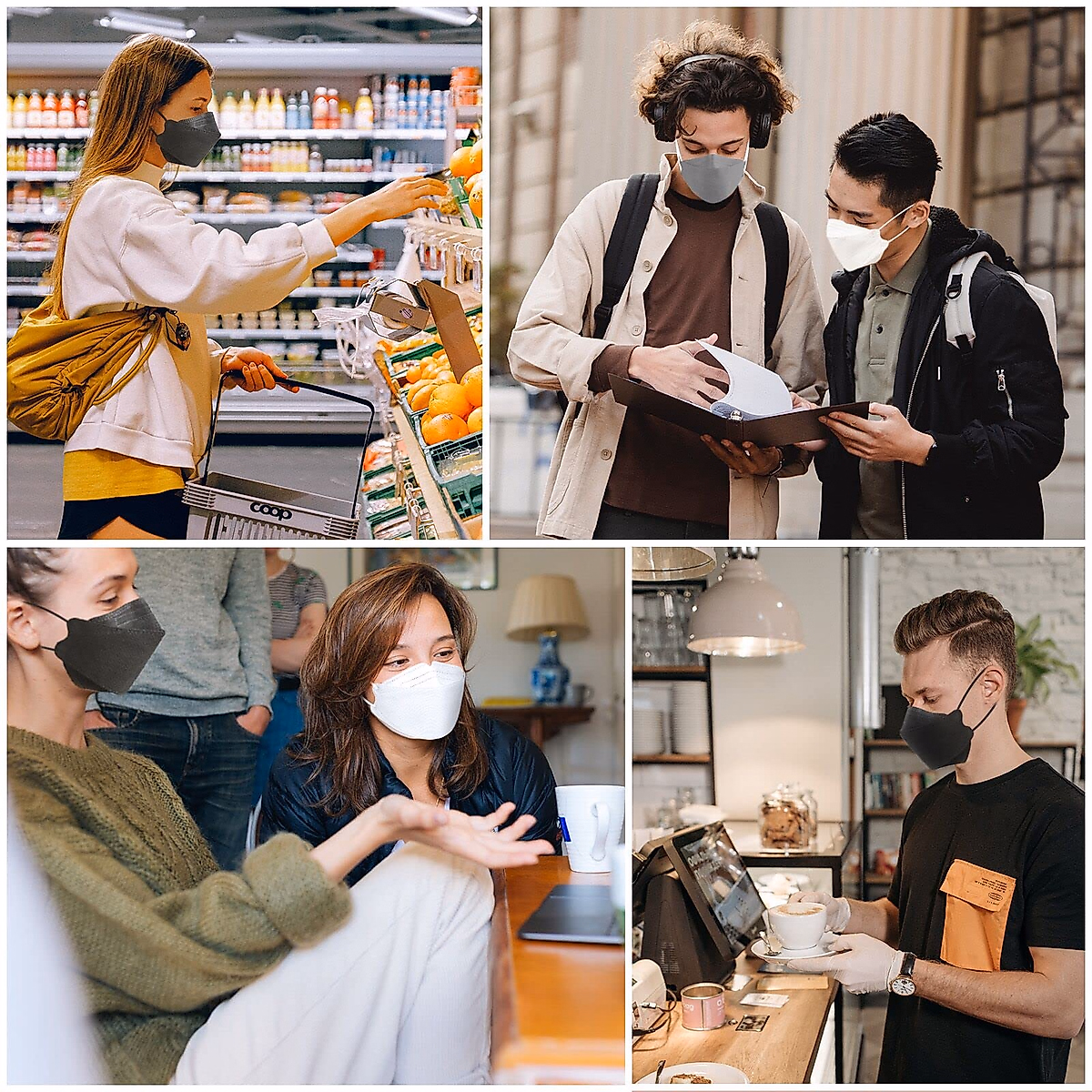 Borje KN95 Face Masks, 100 Pcs Disposable Face Masks, Black Mask Against PM2.5 from Fire Smoke & Dust Filter Efficiency 95%